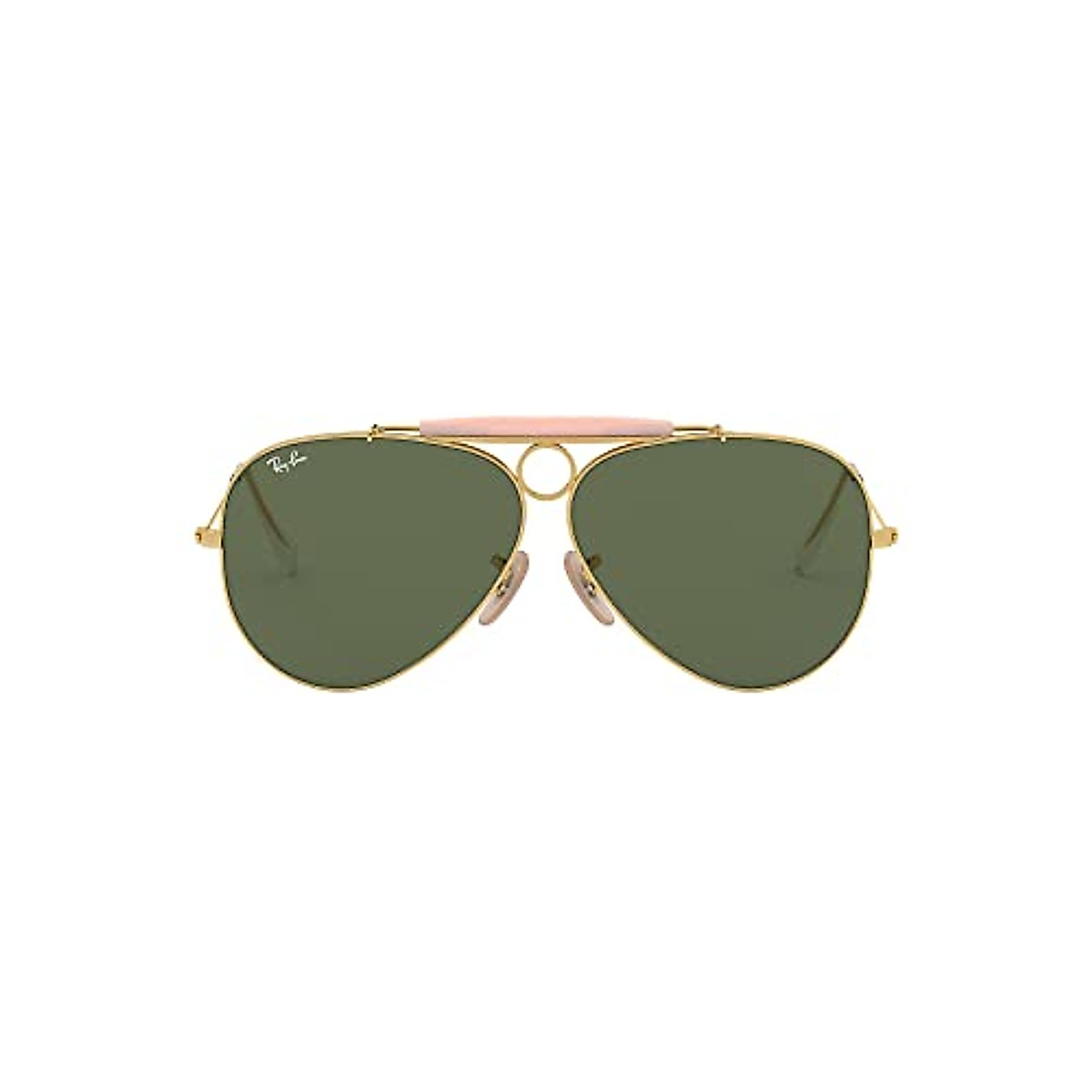 Ray-Ban RB3138 Shooter Aviator Sunglasses, Gold Blush/G-15 Green, 62 mm