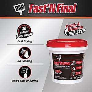 Dap 12140 Fast N Final Interior Exterior Spackle, 1/2-Pint,White, 8 Fl Oz (Pack of 1)