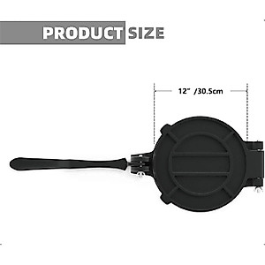 Cast Iron Tortilla Press, Heavy Duty Tortilla Pataconera, 12-inch Flour Tortilla Press with Foldable Handle, Taco press with Some Parchment Paper, Roti Maker, Black