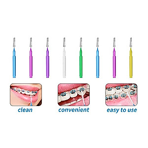 GOUWEIBA 100pcs Braces Brush Disposable Interdental Brush Toothpick Dental Tooth Flossing Head Oral Dental Hygiene Flosser Dental Hygiene Flosser Tooth Cleaning Tools Oral Flossing Head (Mixed Color)