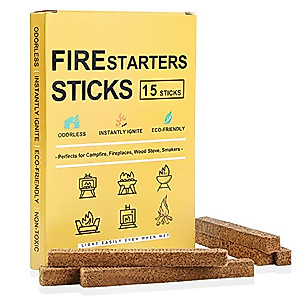 Realcook Natural Fire Starters for Campfires: Updated Fast BBQ Firestarters Cubes | Charcoal Fire Starter Squares for Fireplaces (15 Count)