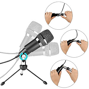 FIFINE USB Microphone, Plug and Play Home Studio USB Condenser Microphone for Skype, Recordings for YouTube, Google Voice Search, Games, for Windows and Mac-K668