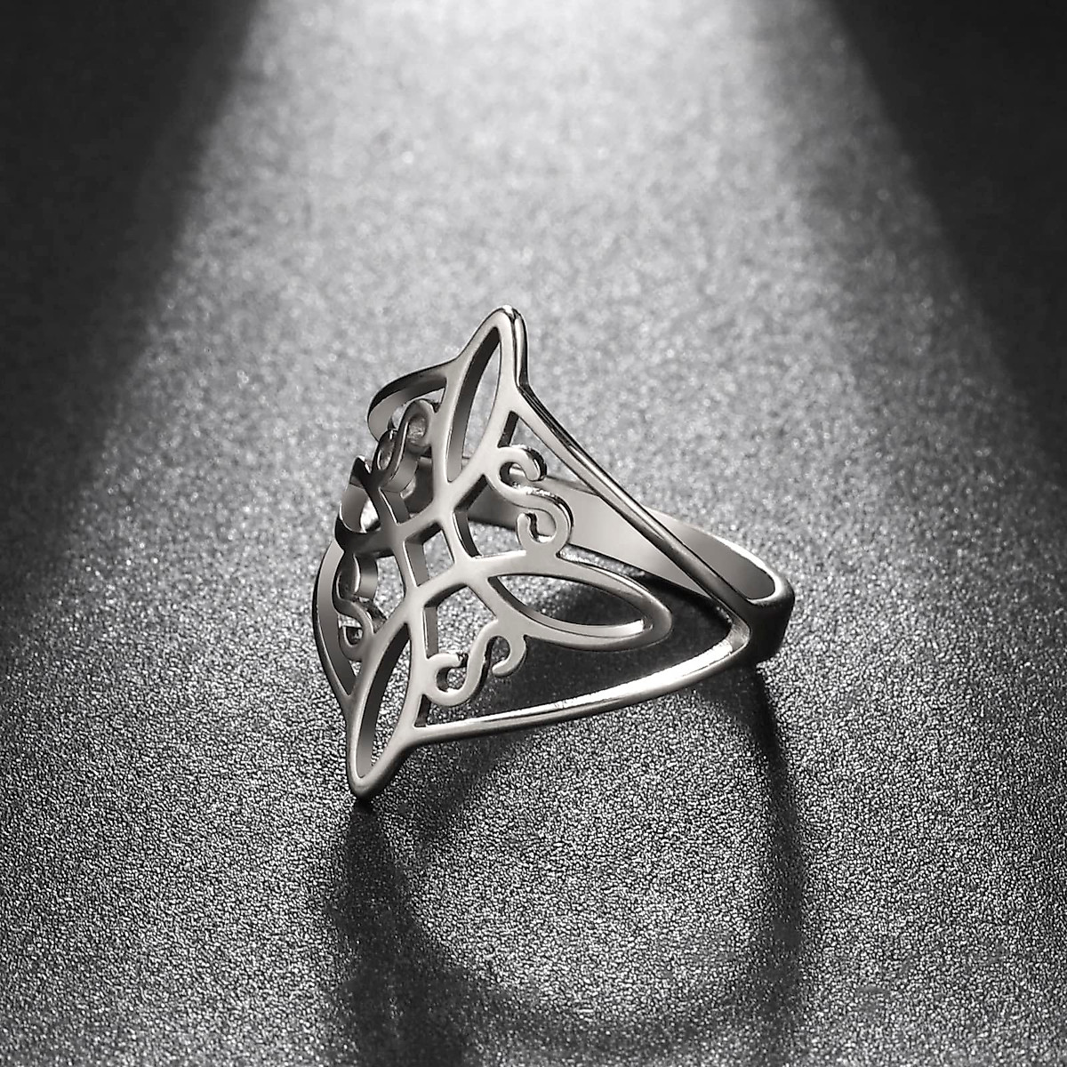 SIPURIS Witches Knot Ring Celtic Knot Ring Witchcraft Stainless Steel Geometric Witch Knot Ring Wiccan Finger Rings Wedding Band Stackable Ring Jewelry for Women Men (8, Sliver)