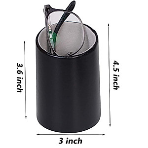 Bleiou 2 Pack Eyeglasses Holder PU Leather Glasses Stand Case Holder for Desks or Nightstands (Black)