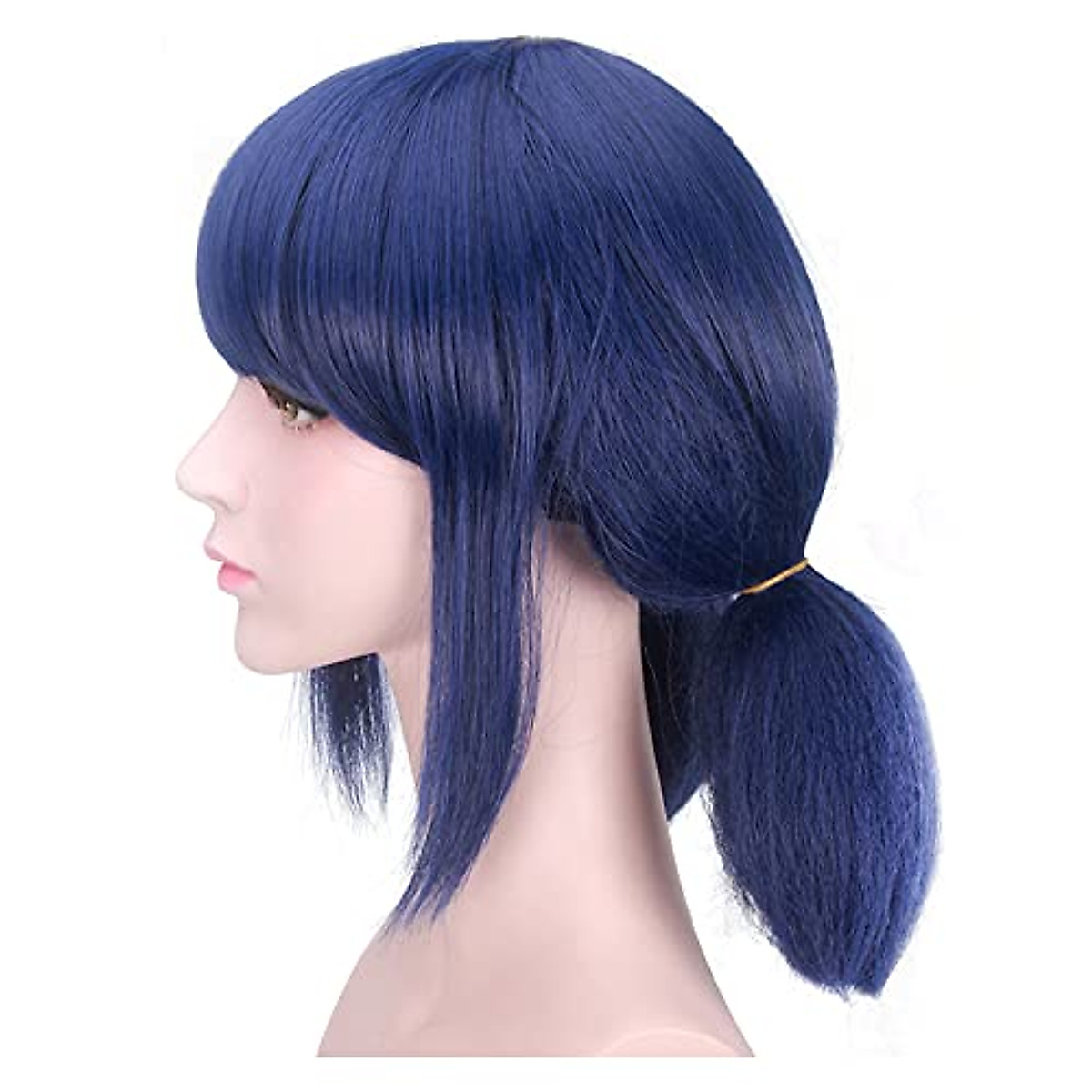 DAZCOS Anime Cosplay Wig For Girls Women Blue Hair With Red Rope