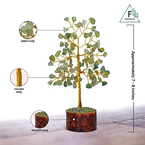 FASHIONZAADI Tree of Life Decor - Green Jade Crystal - Crystal Trees - Crystal Tree of Life - Bonsai Money Tree - Spiritual Gift - Easter Tree - Green Crystals - Chakras Stones - Home Decor