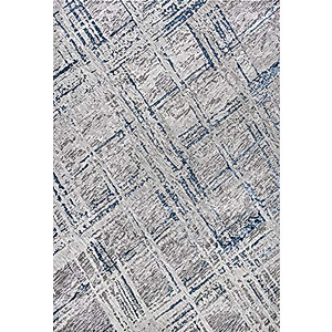JONATHAN Y SOR201B-5 Slant Modern Abstract Indoor Area-Rug Contemporary Solid Striped Easy-Cleaning Bedroom Kitchen Living Room Non Shedding, 5 ft x 8 ft, Gray/Blue