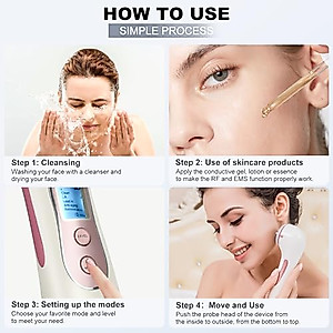 MiSMON High Frequency Facial Machine LED Light Theraphy Skin Tightening Device for Face, 5 in 1 Multifunctional Facial Massager for Wrinkle and Acne Removal