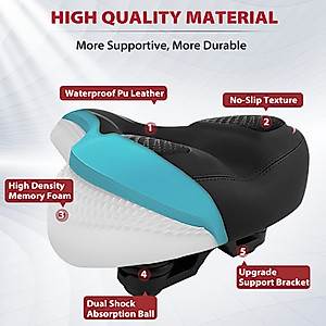 Oversized Bike Seat Compatible with Peloton Bike/Bike+, Extra Wide Comfort Bike Seat for Women & Men, Excercise Bike Seat Replacement for Road Bike, Spin bike, and Cruiser, Large Bike Seat/Saddle