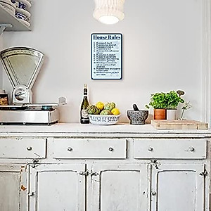 House Rules Sign Bar Rules Funny Metal Tin Sign, House Rules Wall Decor Wall Signs Family Rule Plaque Sign Funny Kitchen Wall Decor