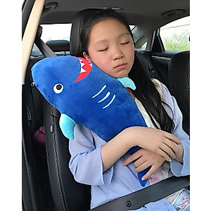 seemehappy Cute Shark Car Seat Belt Pad Pillow Shoulder Strap Cushion Car Pillow for Travel Sleeping