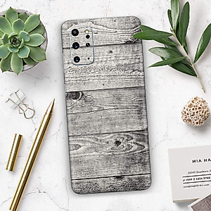 DesignSkinz Dark Washed Wood Planks 2 Protective Vinyl Decal Wrap Skin Cover Compatible with The Samsung Galaxy S20 (Screen Trim & Back Glass Skin)