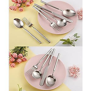 Unique Silverware Set 8/10 Stainless Steel Flatware Gold Cutlery Tableware Utensil Set Knives Forks Spoons,Mirror Polished Dinnerware Sets for Party Kitchen Small business 24-piece for 6