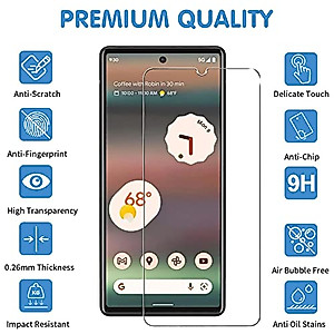 [3+3 Pack] Glass Screen Protector for Google Pixel 6a 5G, 9H Tempered Glass, Fingerprint Compatible,HD Clear Case Friendly Anti Scratch