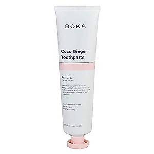 Boka Natural Toothpaste, Fluoride Free - Nano Hydroxyapatite for Remineralizing, Sensitive Teeth, & Whitening - Dentist Recommended for Adult, Kids Oral Care - Coco Ginger, 4oz 1 Pack - Made in USA