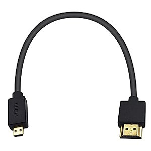 Duttek Micro HDMI to HDMI Cable, HDMI to Micro HDMI Cable, Extreme Slim Micro HDMI Male to HDMI Male Cable Support 1080P, 4K, 3D for GoPro Hero 8/7 Black,Sony A6500/A7,Canon Camera,etc(30cm/1feet)