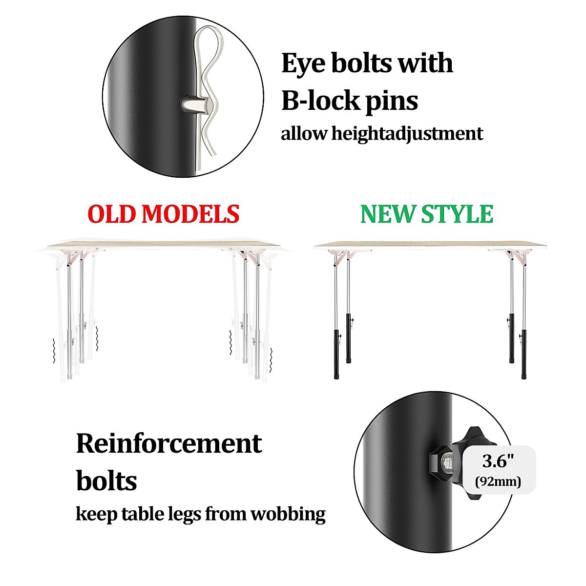 Herbert-fty Folding Table risers for Folding Tables Straight/Bent Leg, Dural Folding Table Leg Extensions 4 Levels/Heights Table Leg Extenders-All for Treating Your Back Pain(4-Pack)(17.3 in (44cm)