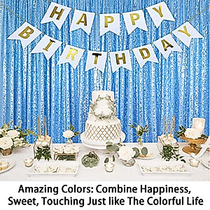 8FTx8FT Baby Blue Glitter Backdrop Curtain Sequin Curtains 96 inches Long Sequin Fabric Photo Booth Backdrop Sequin Curtains for Backdrop Decoration