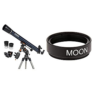 Celestron - AstroMaster 90EQ Refractor Telescope - Refractor Telescope for Beginners - Fully-Coated Glass Optics - Adjustable-Height Tripod - Bonus Astronomy Software Package & 1.25" Moon Filter