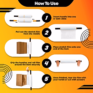 Difinati 2 Pk, Moving Wrapping Plastic Roll, 15 Inch x 1,200 Feet Heavy Duty, Furniture Wrap, Moving Wrap, Furniture Wrapping For Moving, Packing, Shipping Stretch Film With Handles, Clear