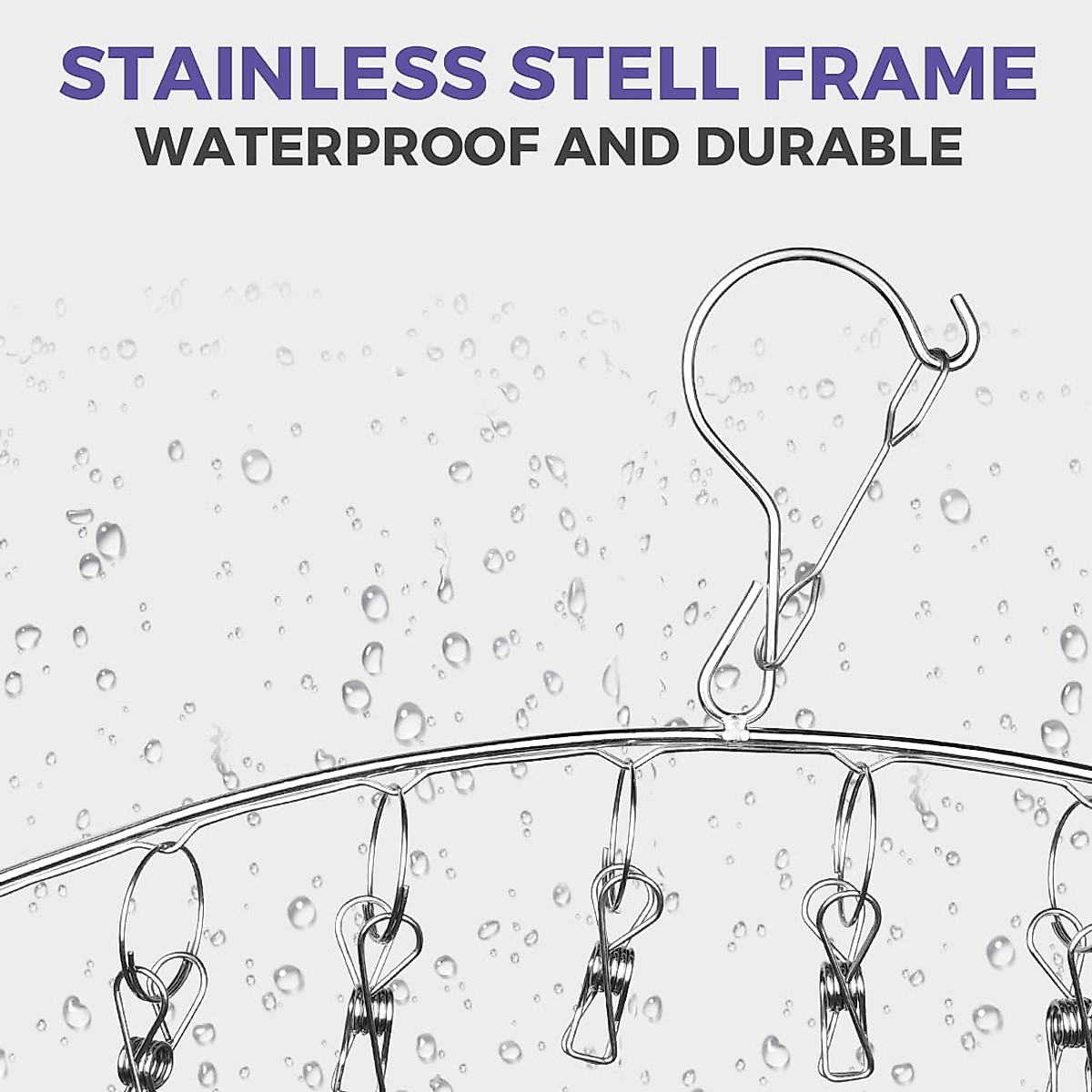 Qudamah Clothes Drying Rack Windproof Clothes Hangers with 8 Clips（3 Packs ）