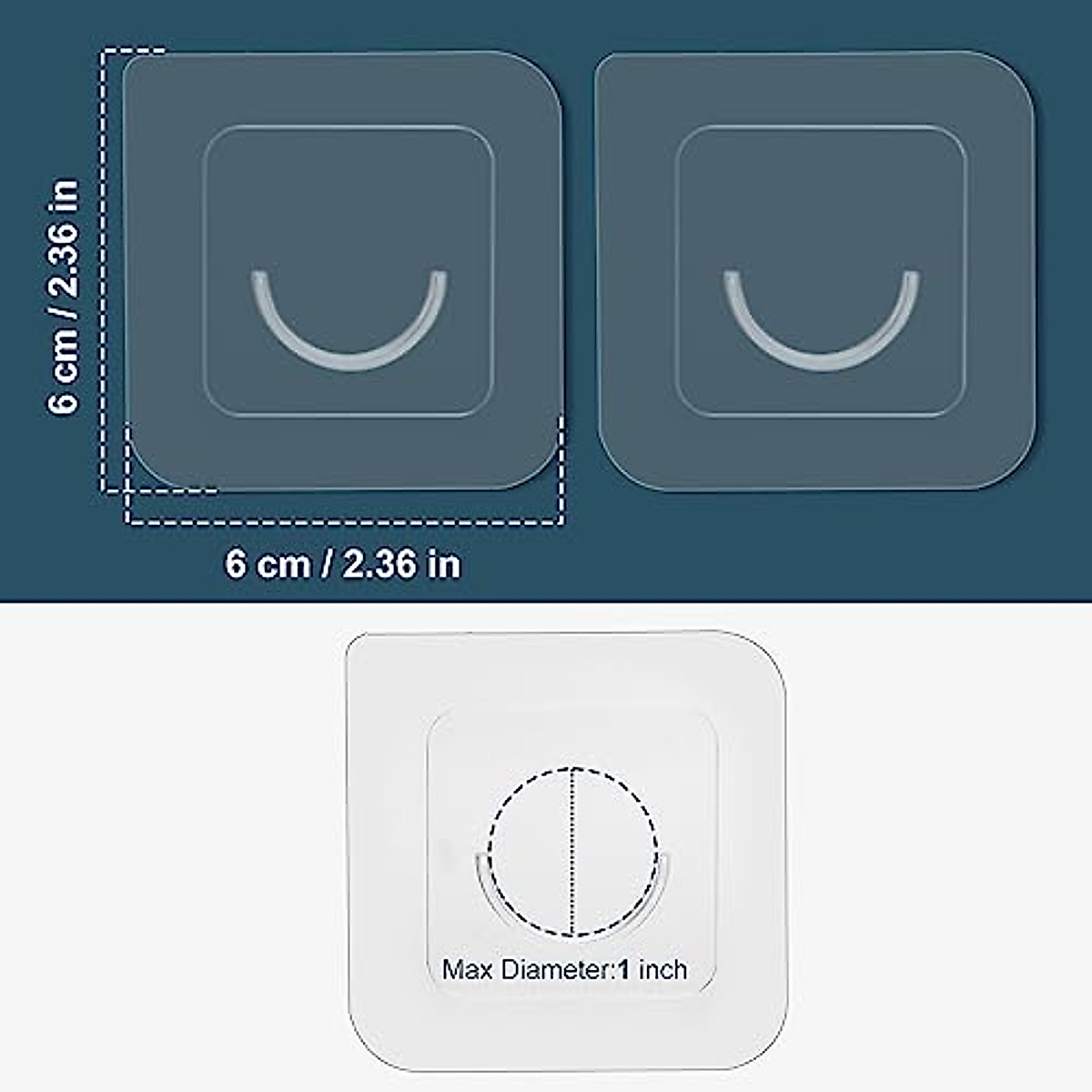 Adhesive Curtain Rod Holder, Goowin Tension Rod Holder, No Drilling Transparent Small Tension Rod Bracket (Only for Tension Rods Within 1" Diameter At Both Ends) (6 Pack)