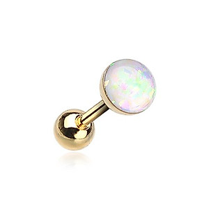 Golden Opal Sparkle Cartilage Tragus Earring 316L Surgical Steel