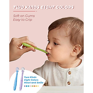 8 Pcs Silicone Baby Spoons First Stage, Baby Spoons Self Feeding 6+ Months, Toddler Utensils for Baby Led Weaning