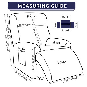 Iauddy Recliner Slipcover-Stretch Soft Slip Reclining Chair Slipcovers 4-Pieces Furniture Protector for Recliner with Pocket Fitted Sofa Couch Cover Lazy Boy Chair Cover