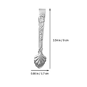 UPKOCH Ice Tong Sugar Cube Clip: Metal Sugar Tongs Vintage Rose Relief Stainless Steel Ice Cube Tong Small Food Clips for Appetizer Dessert Kitchen Silver