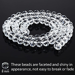 680 Pieces Clear Crystal Glass Beads Bulk Transparent Rondelle Bicone Glass Stone Beads for Jewelry Making, Craft, DIY Bracelet, Necklace, Dolls, Suncatcher