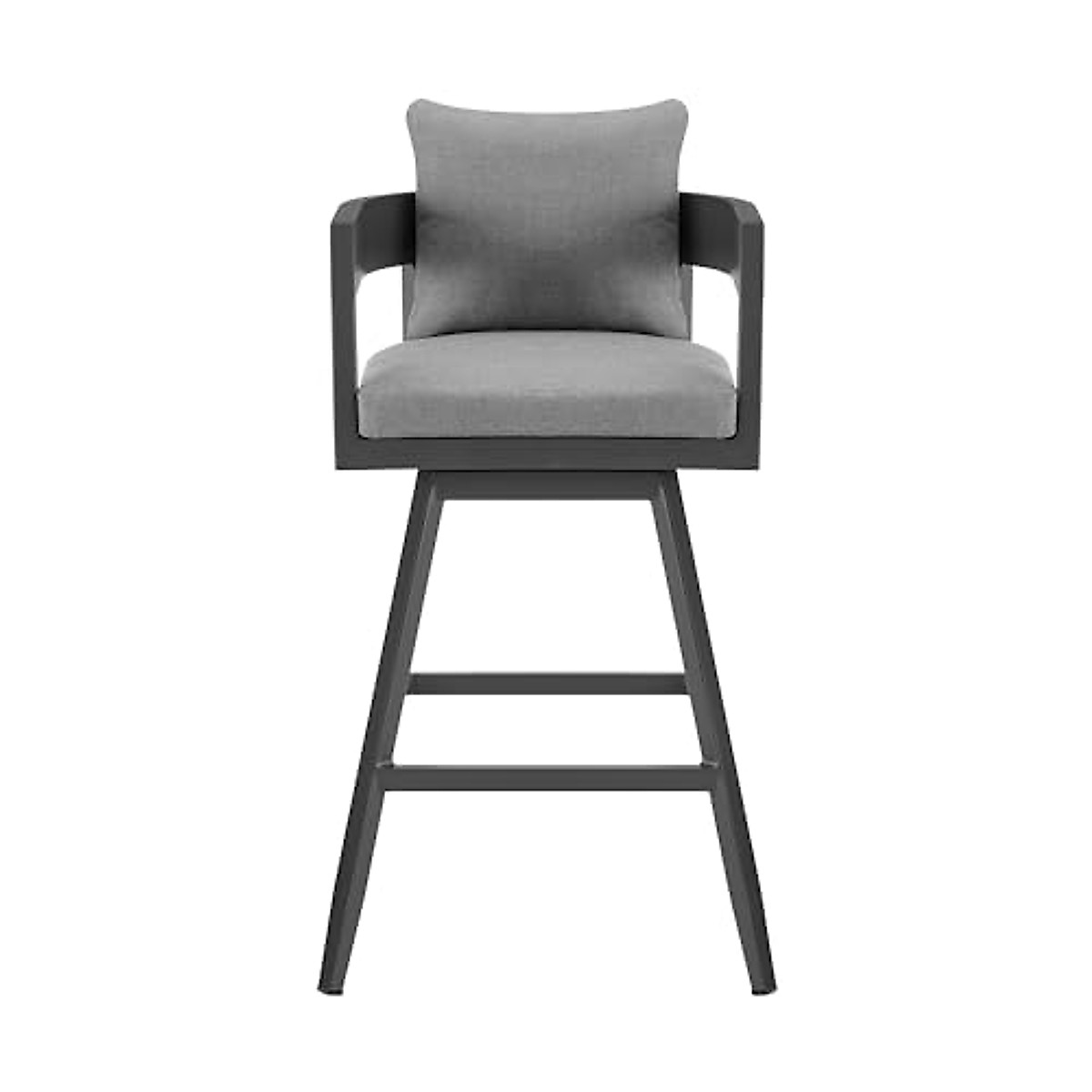 Menorca Outdoor Patio Swivel Counter Stool in Aluminum with Gray Cushions