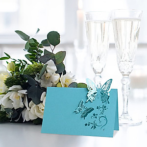 50PCS Hollow Butterfly Table Place Cards, Name Place Cards for Table Setting, Seating Place Cards Banquet Seat Cards Name Cards Wedding Place Cards for Table, Dinner Parties, 3.5 x 2.4 Inch