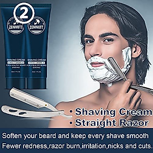 Shaving Kit for Men w/Straight Razor,Shaving Soap,2 PACK Shaving Cream,Pre-Shave Oil,After Shave Balm Gel,Mens Christmas Stocking Stuffers Gift for Men Husband Dad Him Unique Birthday Gifts Boyfriend