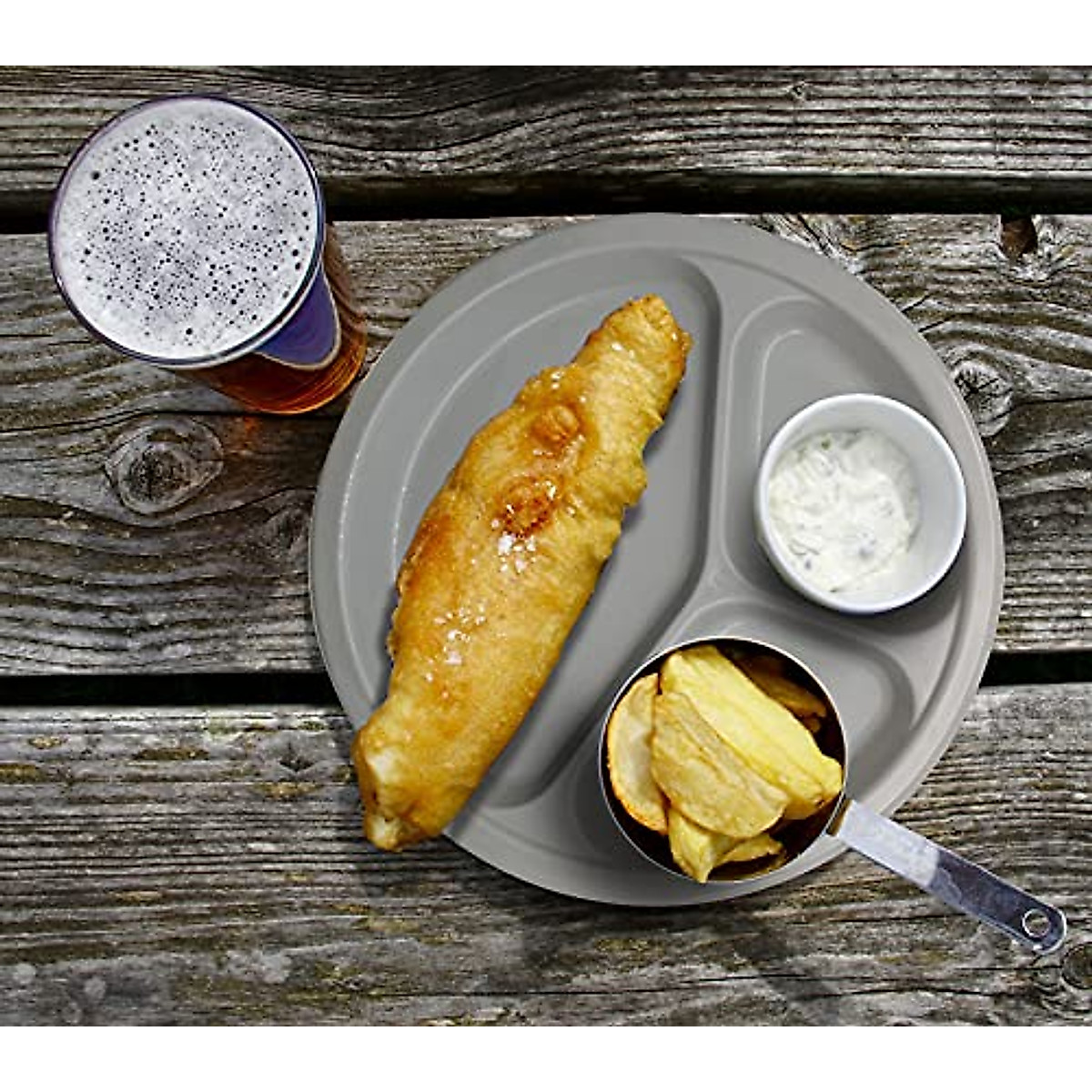 Zdesign Divided Plates for Adults(4 Pack) Portion Control Plates Divided Plastic Plates College Dorm Room Essential Apartment Essentials 9 3/4 Inch Reusable Dishes Set Microwave Safe(Gray)