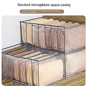 4 Pcs Upgraded Larger 7 Compartment Wardrobe Closet Drawer Organizer and Storage Baskets. Suitable for jeans, thin pants, shorts, short sleeves, shirts, leggings. clothes organizer for foldable clothes, closet organizer, drawer organizer for clothes, jean