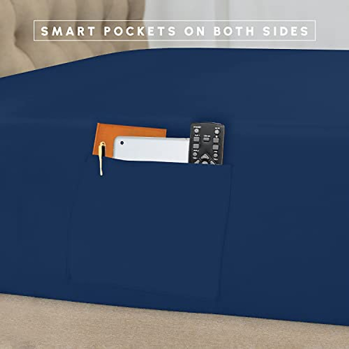 Elegant Comfort® Wrinkle Resistant - Silky Soft Dobby Stripe Bed-in-a-Bag 8-Piece Comforter Set -HypoAllergenic - King Navy Blue