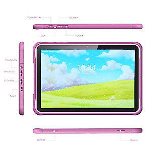 DAUERHAFT Children Tablet, 2GB RAM 32GB ROM Eye Protection Kids Tablet 10 Inch HD IPS Screen for Study for Android 10 (US Plug)