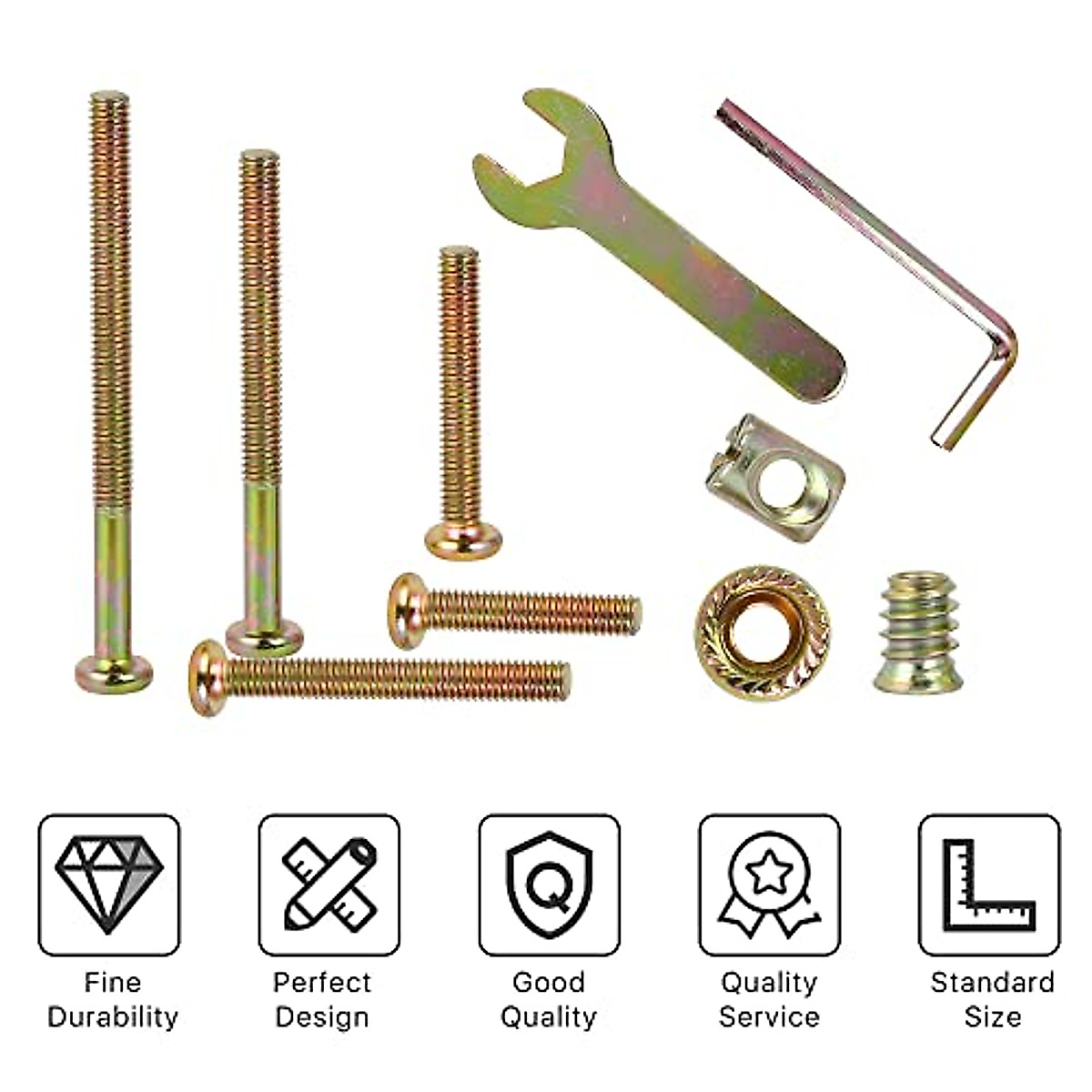 Gransuncy 243PCS M6 Kit Crib Screws Hardware Replacement Kit, Barrel Nuts Crib Hardware M6 Screws Barrel Furniture Screws and Bolts Assortment Kit for Baby Bed