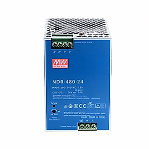 DynMach NDR-480-48 Industrial DIN Rail Power Supply 480W, 48V, 10A, High-Efficiency 93%,90-264VAC Universal Input, Reliable & Durable for Advanced Manufacturing, Automation & Scientific Research