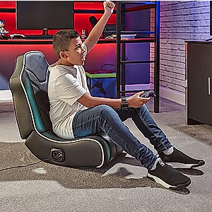 X Rocker Chimera RGB LED Floor Rocker Gaming Chair for Kids, Youth Aged 5-9, Built in Audio System, Foldable, 5110101, 29.1 x 16.5 x 26.7", Black