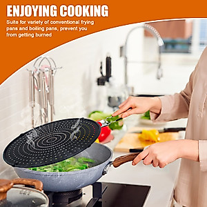 Silicone Splatter Screen for Frying Pan 13”, Foldable Grease Splatter Guard Heat Resistant Oil Splash Guard - Stop Hot Oil Splatter, Pan Strainer, Pan Cover, Non Stick, Multi-Use, Black