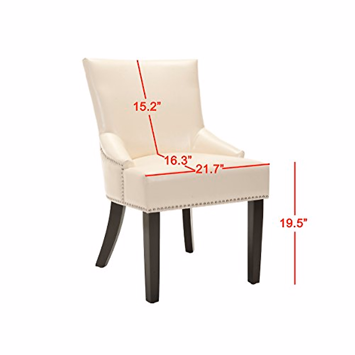 Safavieh Mercer Collection Christine Cream Leather Nailhead Dining Chair, Set of 2