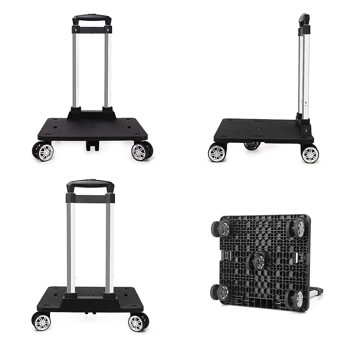 Backpack Trolley with 5 Wheels Folding Compact Lightweight Luggage Cart Spinner Rolling Luggage Cart for Bags, Pet Carriers, Dog Backpacks Carriers