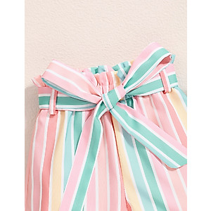 Crazyme Toddler Girl Clothes Short Sleeve T-Shirt Top Pirnted Short Set Baby Girl Outfits 18 Month-5T Girl Clothes