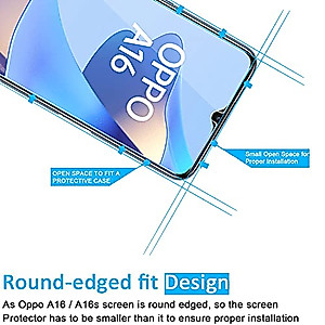 NEW'C [3 Pack] Designed for Oppo A16 (6,52"), A16s Screen Protector Tempered Glass, Case Friendly Ultra Resistant
