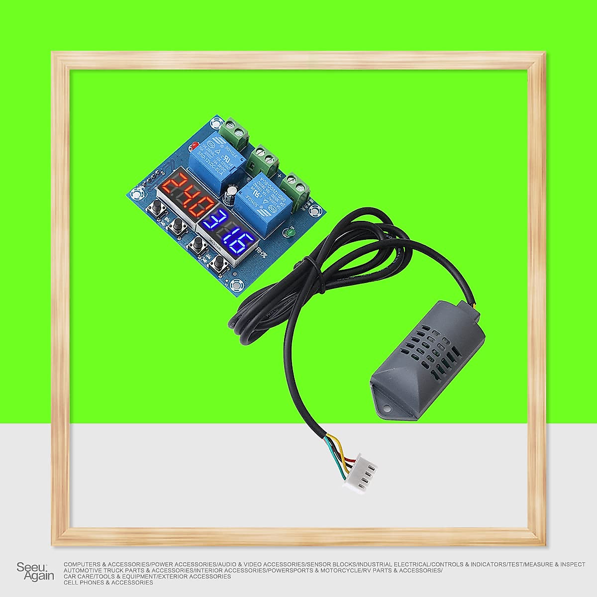 SEEU. AGAIN DC 12V XH-M452 Thermostat Dual Output Temperature Humidity Thermometer Hygrometer Control Module LED Digital Display