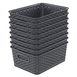 Ramddy 8 Packs Plastic Weave Basket for Organizing, Small Office Home Storage Bin