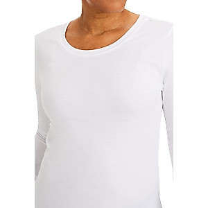Healing Hands Women's Underscrub Soft Knit Melissa Longsleeve Scrub Tee with Breathable & Easy Care Fabric 5047, XL, White