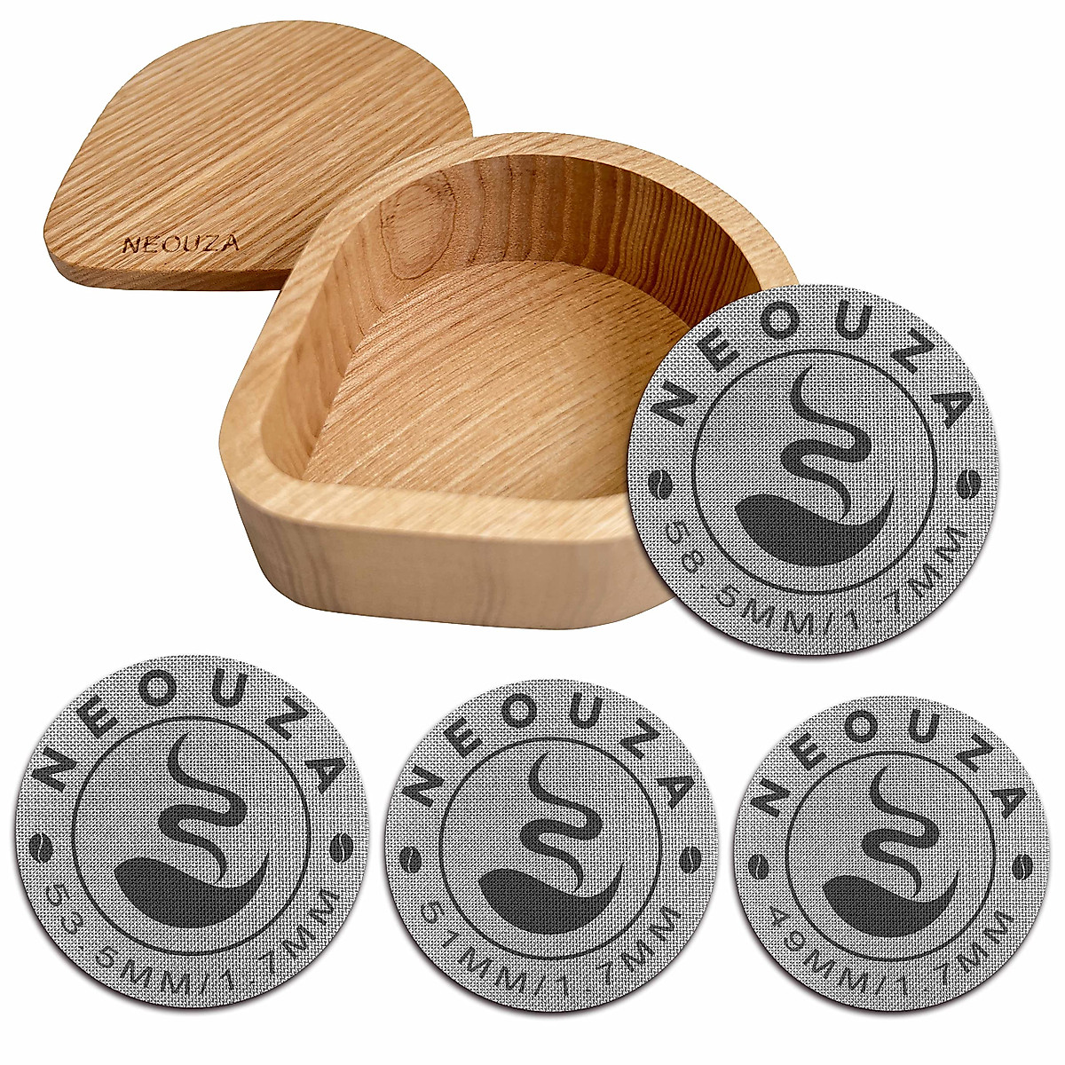 NEOUZA Coffee Round Paper Filter Container Shower Screen Holder for Espresso Machine Portafilter Moka Pot AeroPress, White Ash